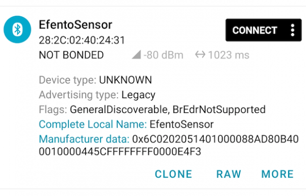 Efento Bluetooth Low Energy sensors - decoding advertising data - Efento